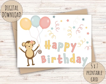 Printable Birthday Card, 5x7 Greeting Card FREE A7 Envelope Template - Etsy