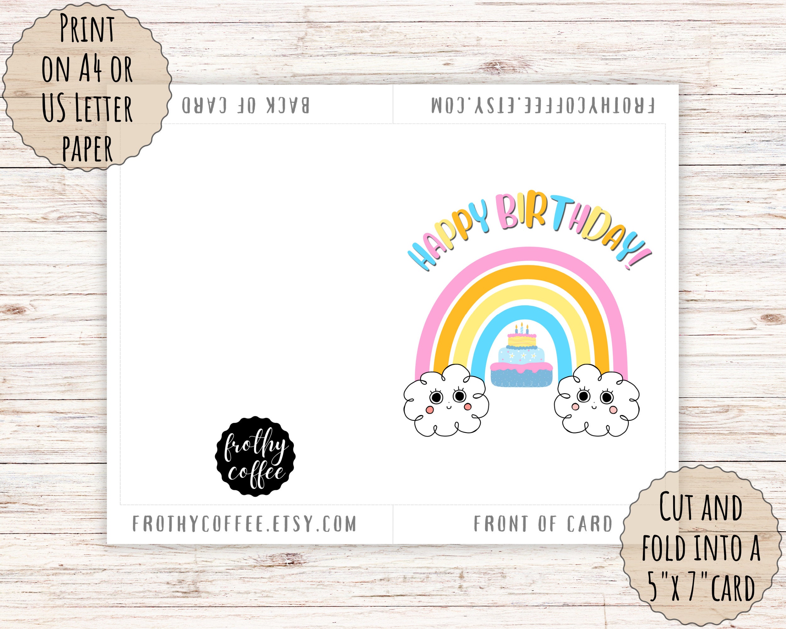 Printable Birthday Card, 5x7 Greeting Card | FREE A7 Envelope Template ...