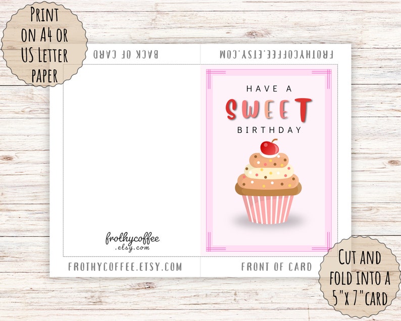 Printable Birthday Card 5x7 Greeting Card FREE A7 Envelope - Etsy