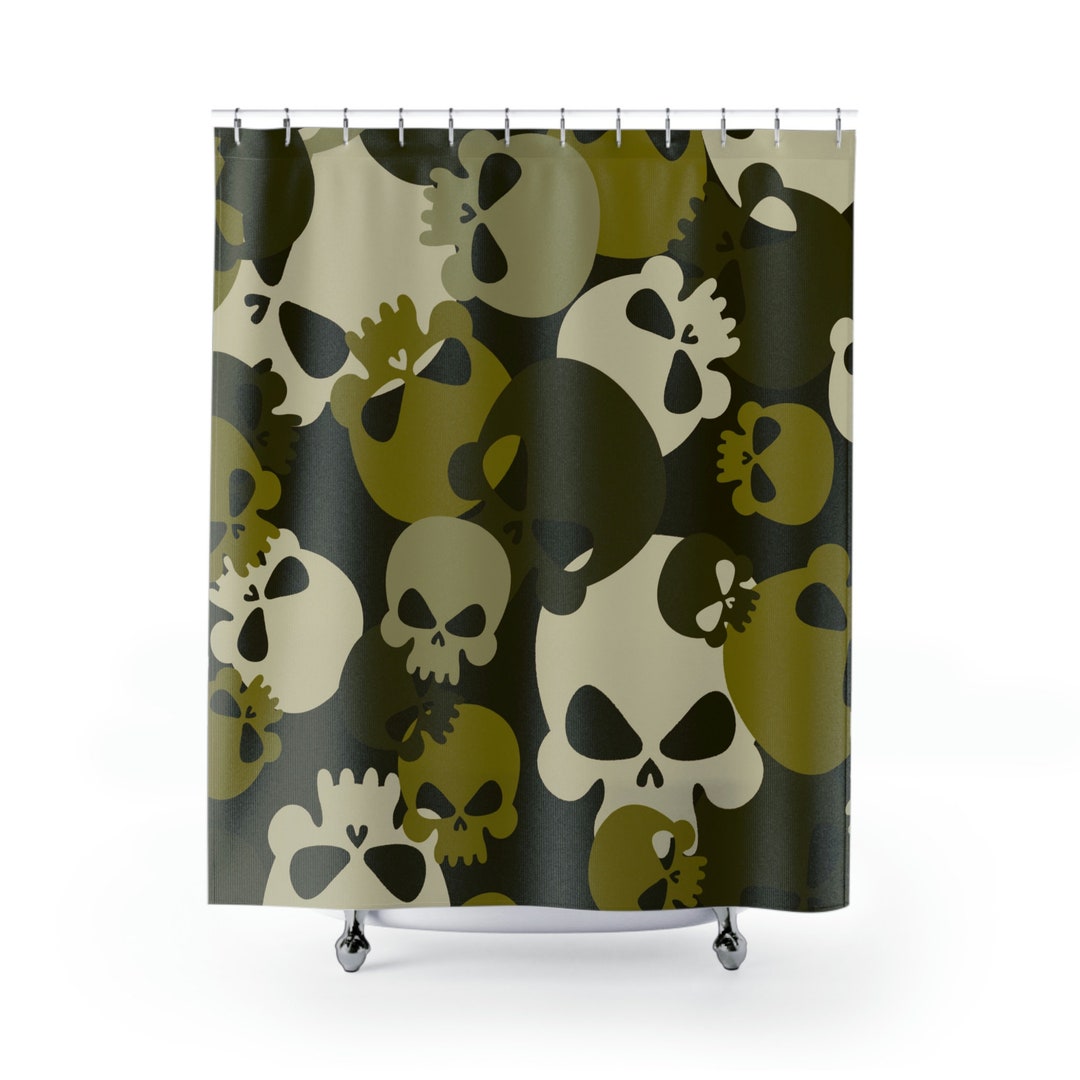 Green,skulls,camo,camouflage,shower Curtain71x74 Bathroom Decor,cute ...