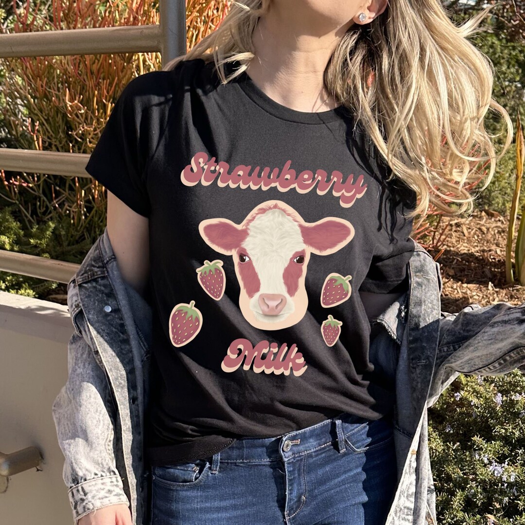 Strawberry Milk Pink Cow T-shirt, Girly Cow Tee, Gift for Cow Lovers ...