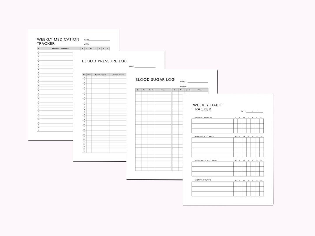 Health Tracker Printable Bundle, Habit & Self-care Planner (digital ...