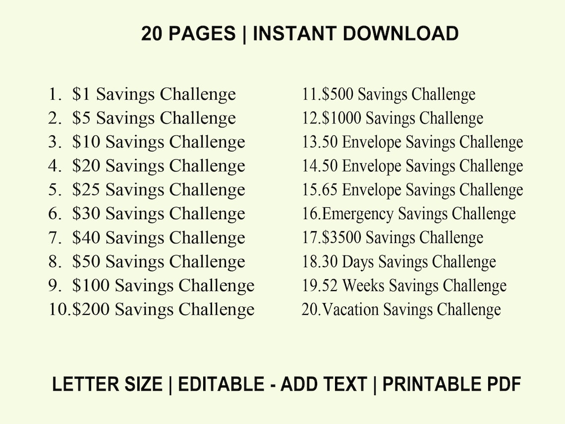 Money Saving Challenge Printable Savings Challenge Bundle, Savings ...