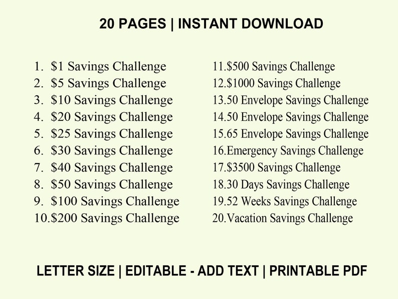 Savings Challenge Printable Bundle | Money Tracker (PDF) - Etsy