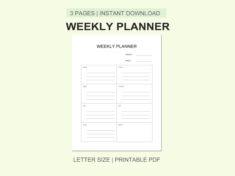Daily Weekly Monthly Planner Bundle, Editable, Fillable, Instant ...