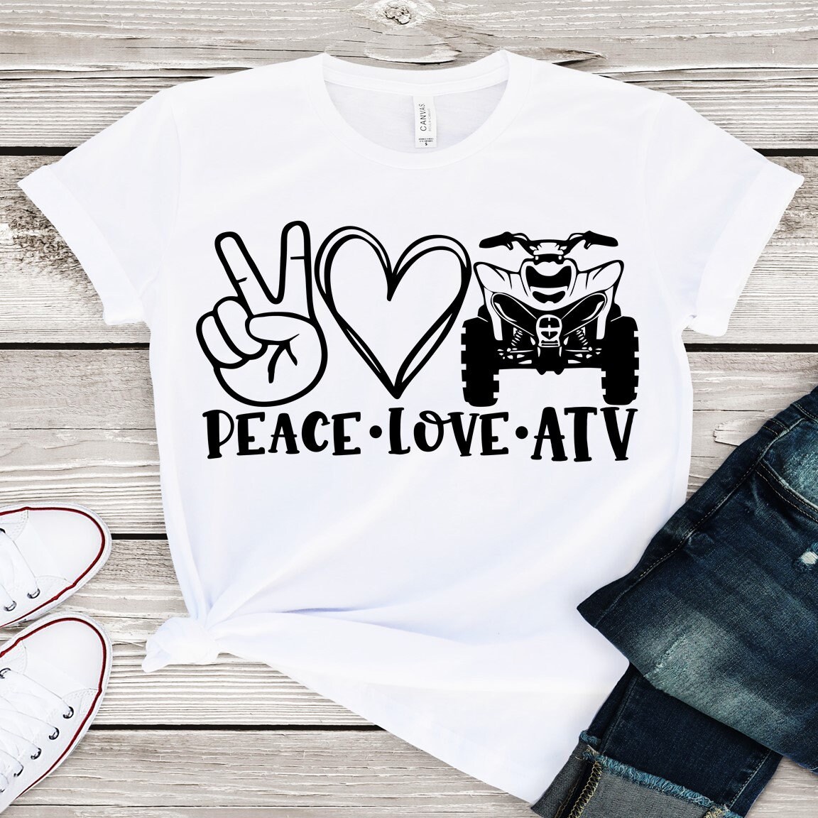 Peace Love Atv Svg, Peace Love and Four Wheeling PNG, ATV Peace Love ...