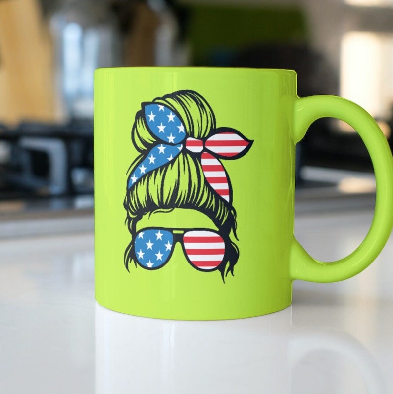 American Mom Life Svg 4th Of July Svg Bun Momlife Svg Messy Hair Svg