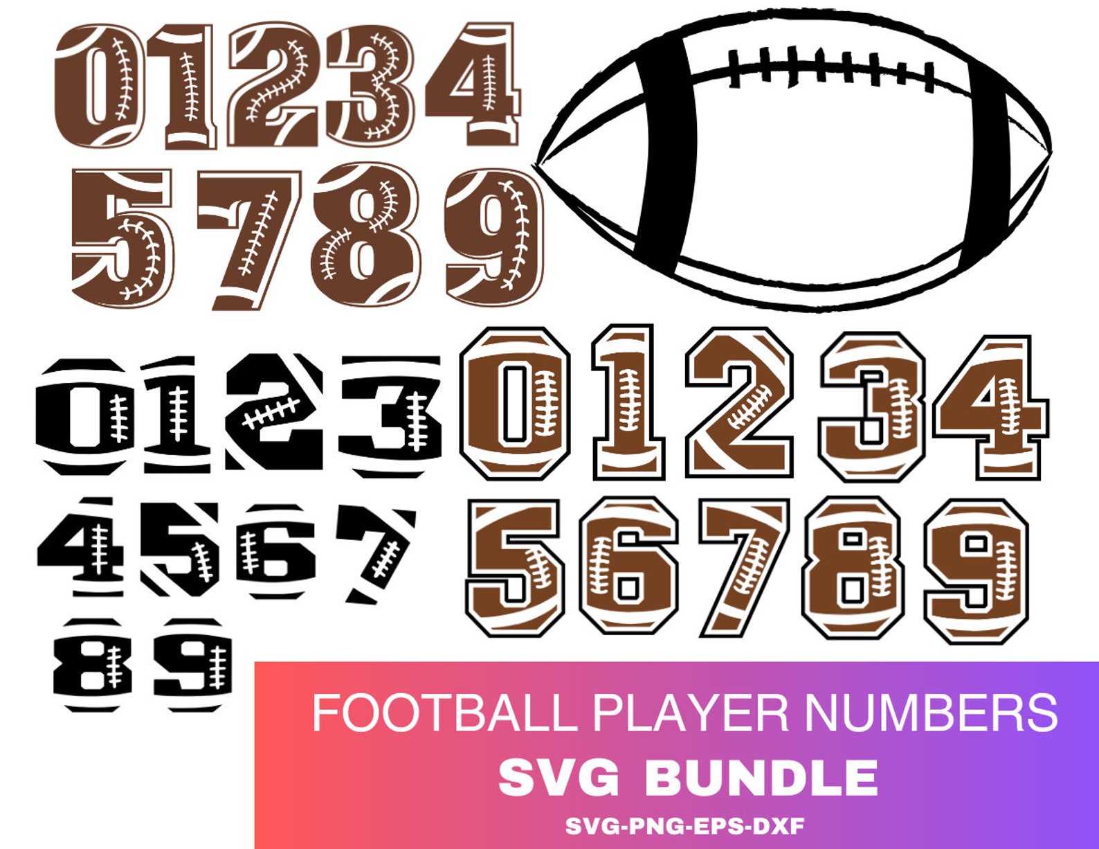 Football Player Numbers Svg Bundle, Football Svg, Softball Svg ...