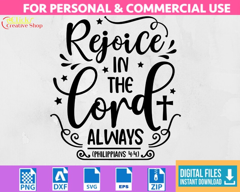 Rejoice in the Lord Svg, Rejoice Svg, Christian Quotes Svg, Bible Verse ...