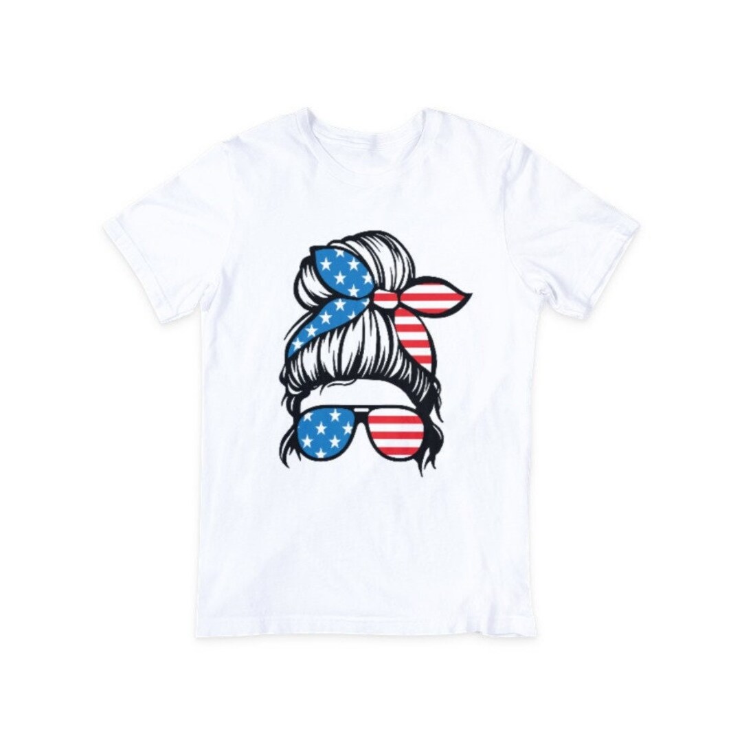 American Mom Life Svg 4th Of July Svg Bun Momlife Svg Messy Hair Svg