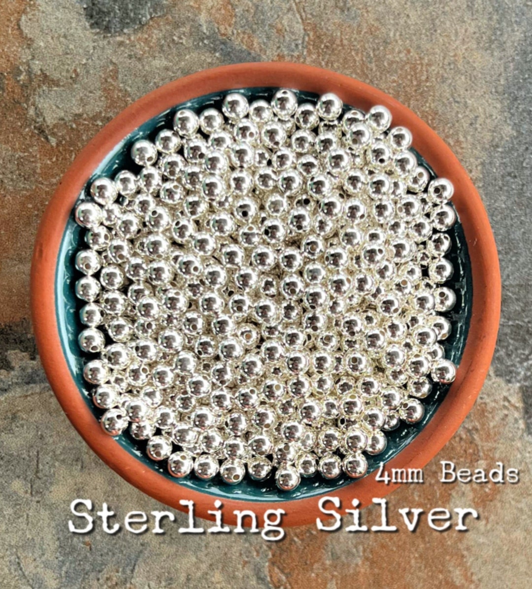 4mm Sterling Silver Beads 1mm Hole, Wholesale Lot .925 Seamless Smooth ...
