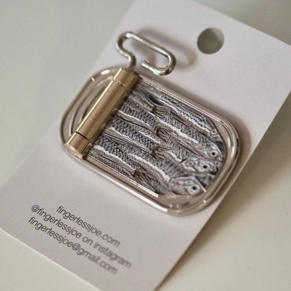 2” Sardine Tin Enamel Pin W/ Spinner Key - Etsy