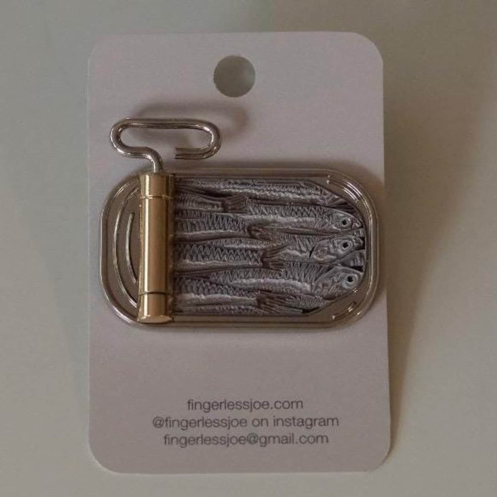 2” Sardine Tin Enamel Pin W/ Spinner Key - Etsy