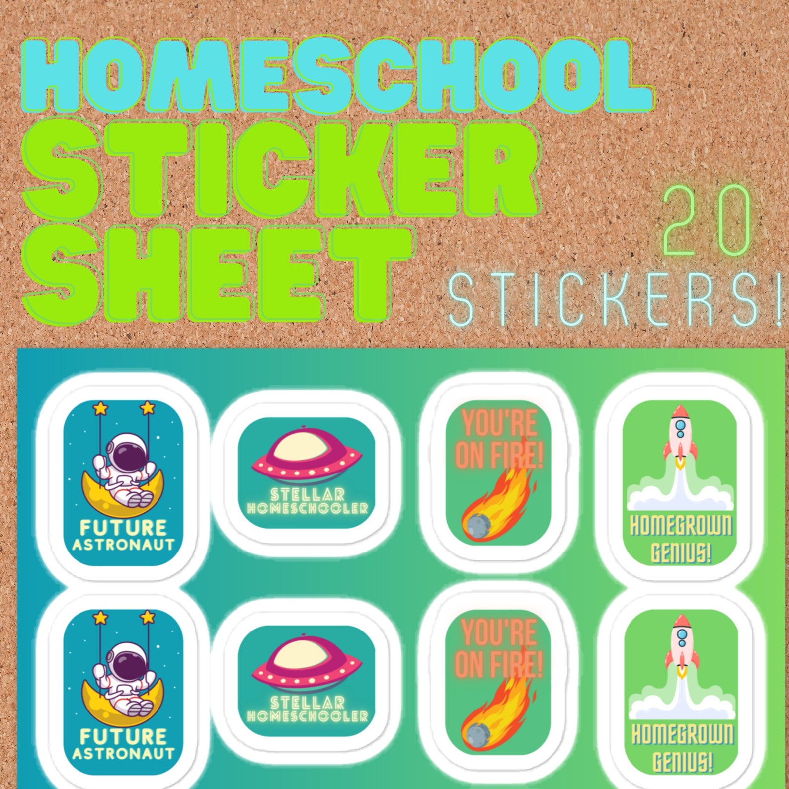 Homeschool Sticker Sheet Reward for Homeschooling Gift Parents Space ...