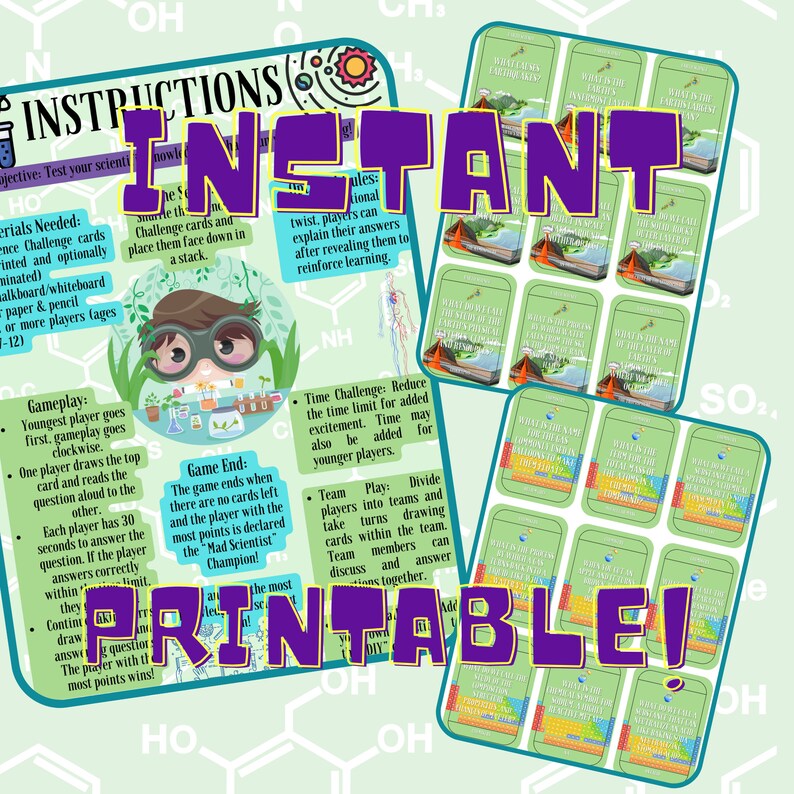 Homeschool Game Printable Science Homeschool Card Game for Homeschooler ...