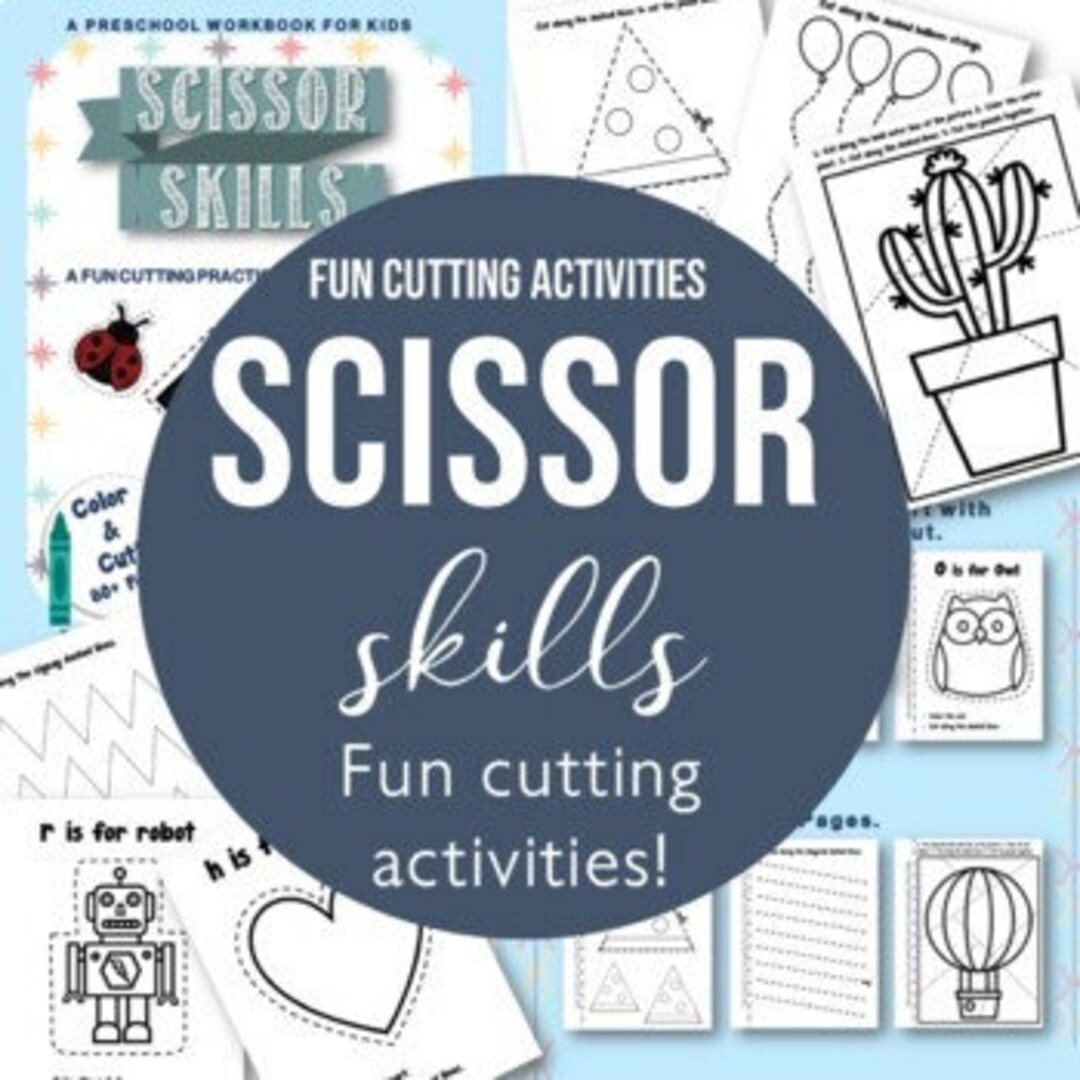 Printable Scissor Skills Cutting Activities, Cutting Skills for Kids ...