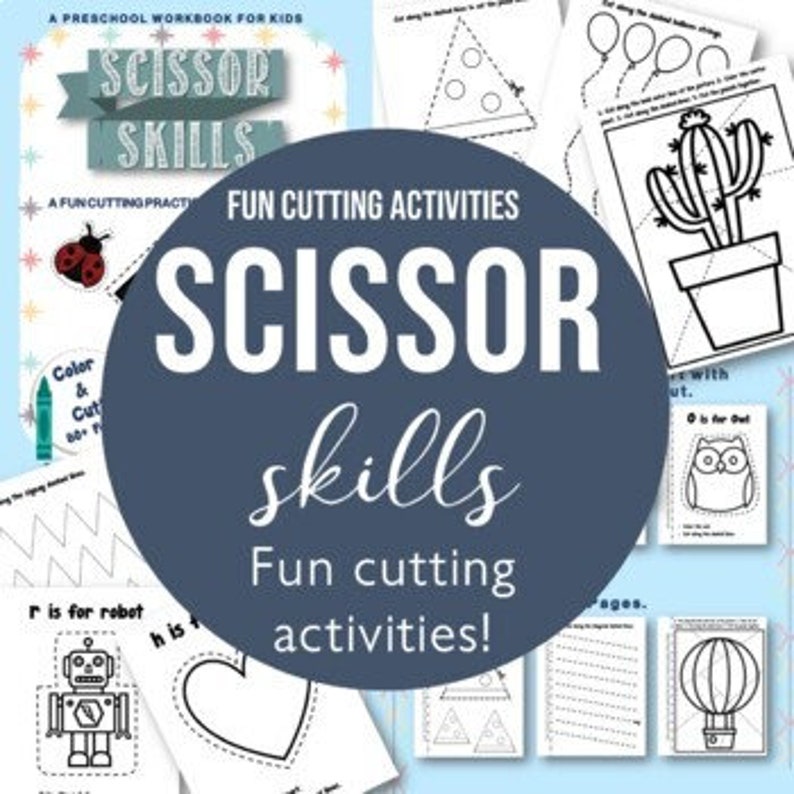 Printable Scissor Skills Cutting Activities, Cutting Skills for Kids ...