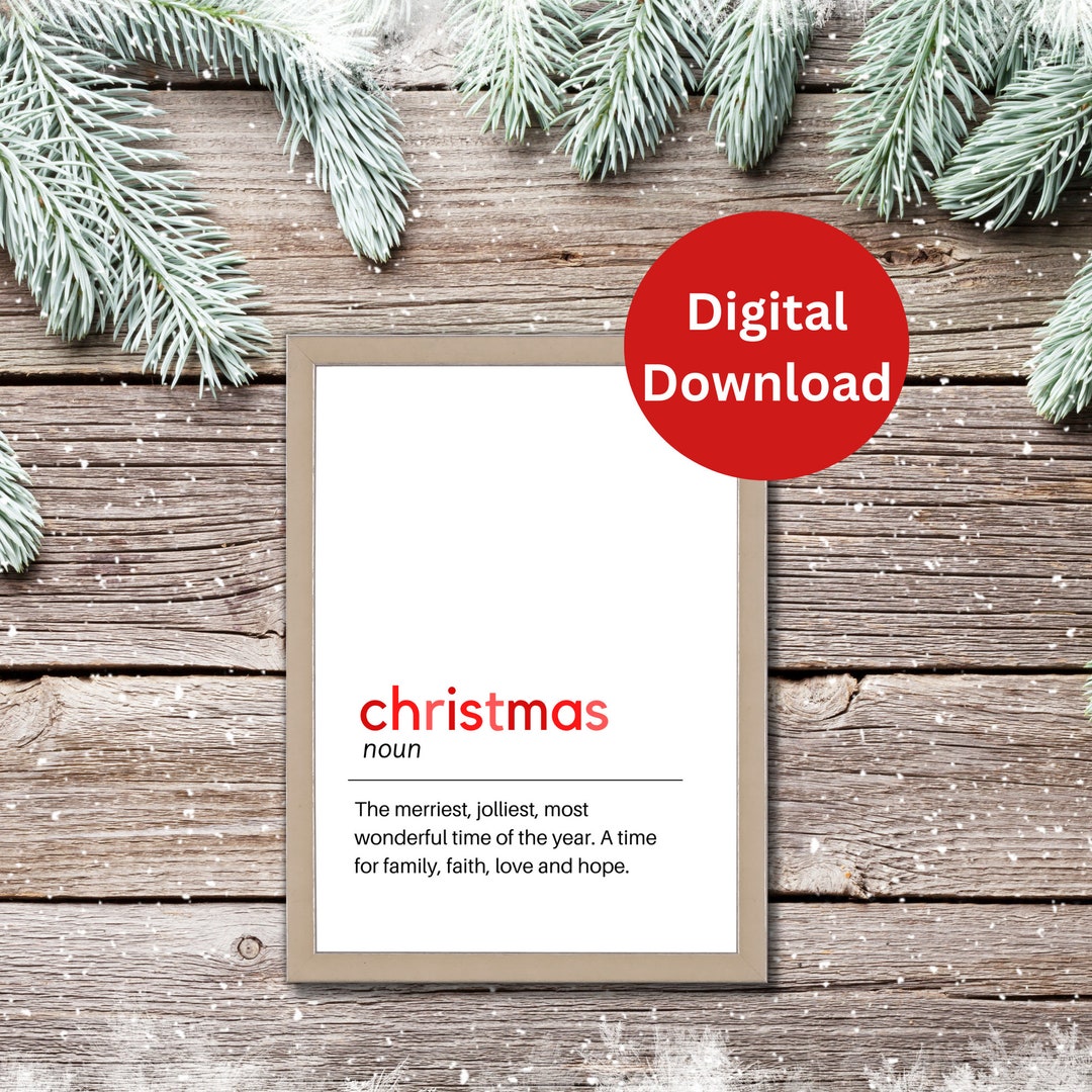 Christmas Definition Print, Wall Art, Christmas Printable, Christmas ...