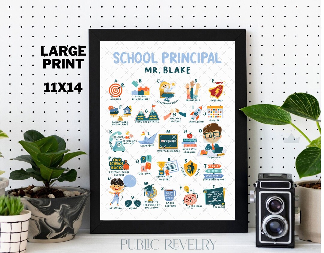 School Principal Alphabet Print, End of Year Gift for Male Principal ...