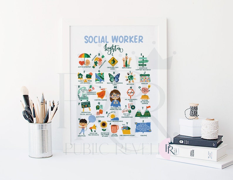 Social Worker Gift Custom Alphabet Print School Social Work Gift for ...
