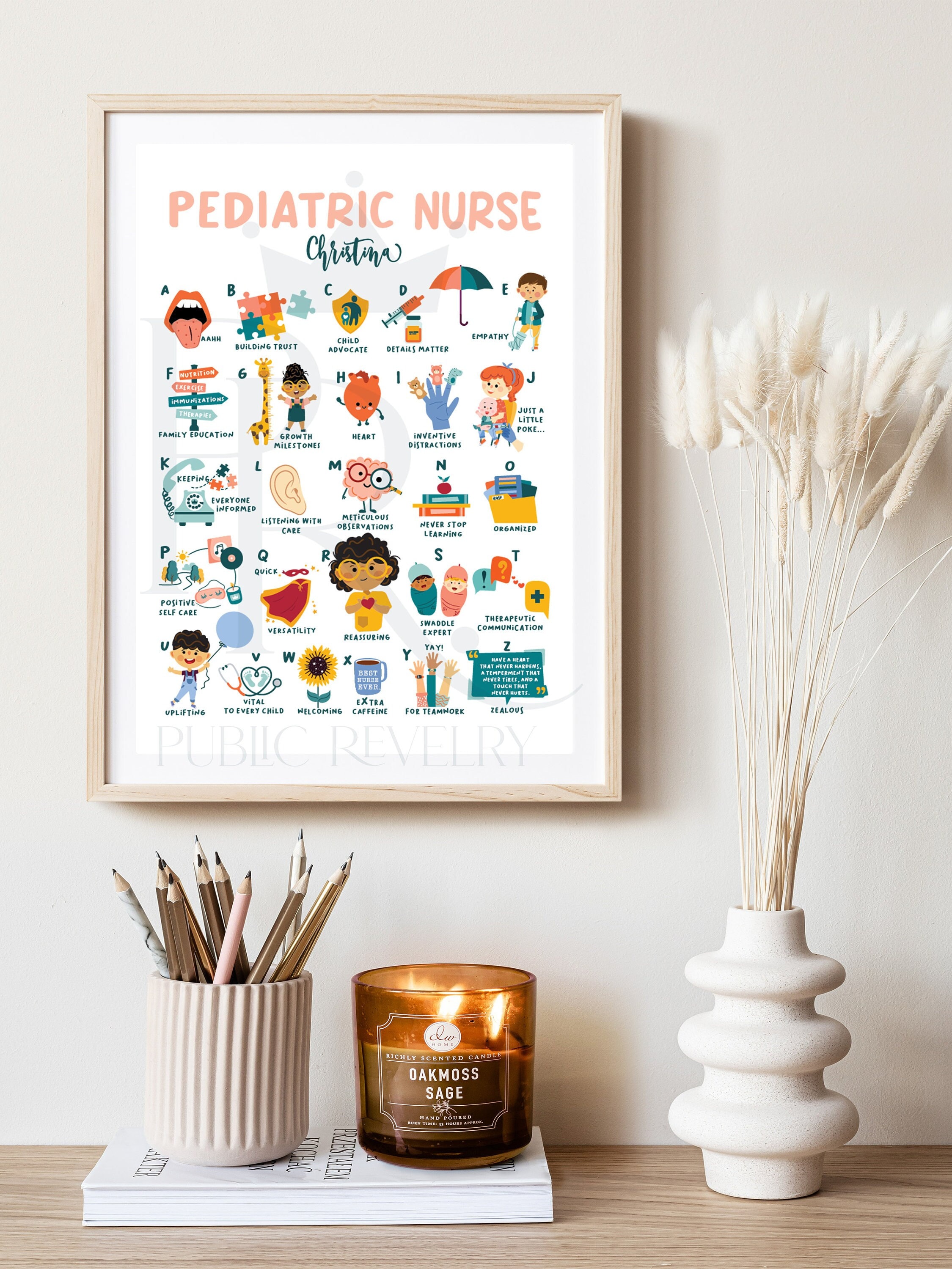 Custom Pediatric Nurse Gift for Nurse Birthday Alphabet New Nurse Card ...