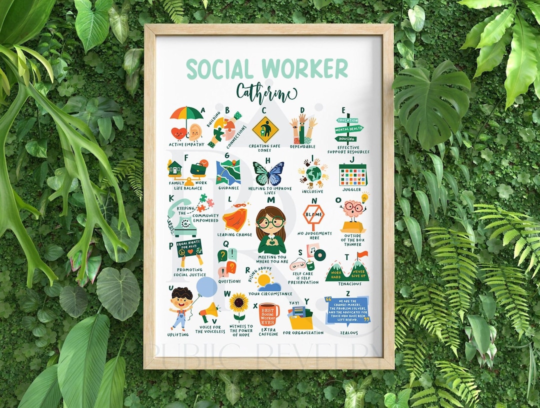 Social Worker Gift Custom Alphabet Print School Social Work Gift for ...