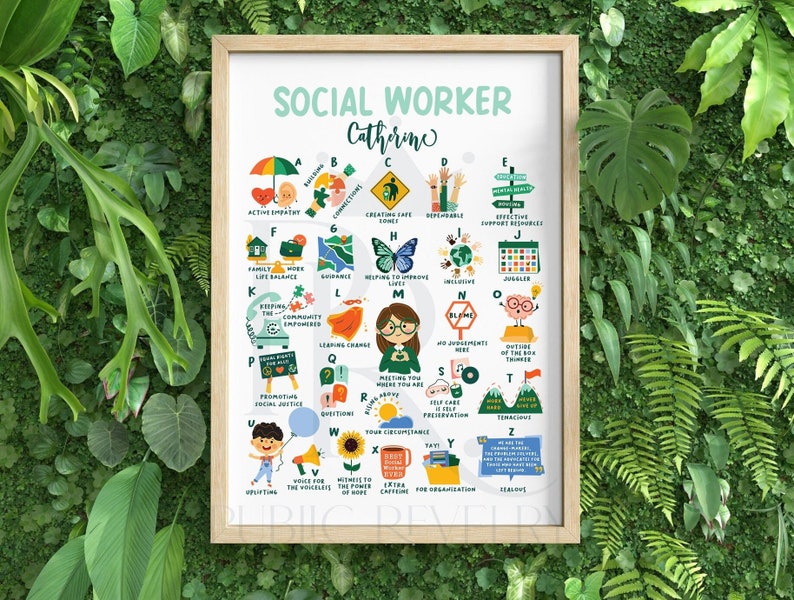 Social Worker Gift Custom Alphabet Print School Social Work Gift for ...