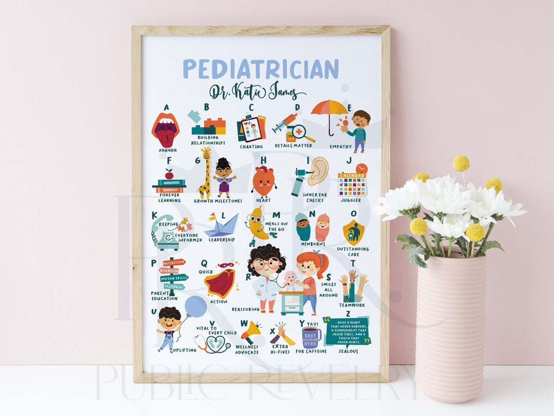 Custom Pediatrician Gift Family Doctor Gift Alphabet Print Pediatric ...