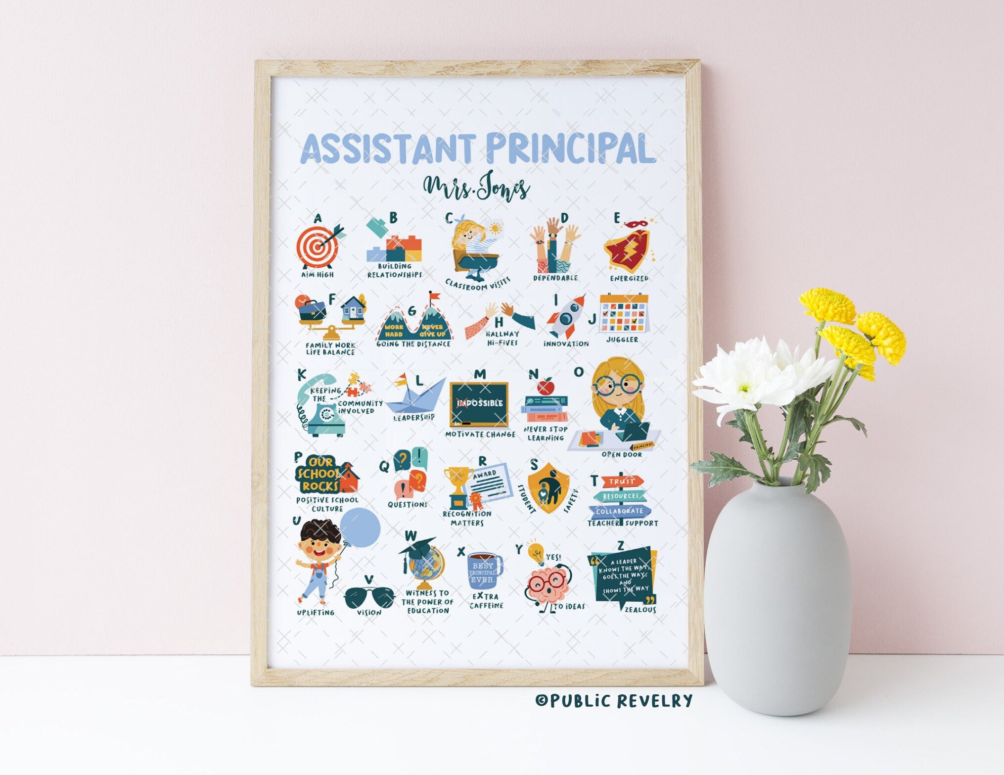 School Administrator Alphabet Print Assistant Principal Gift for ...