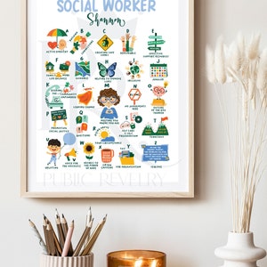 Social Worker Gift Custom Alphabet Print School Social Work Gift for ...