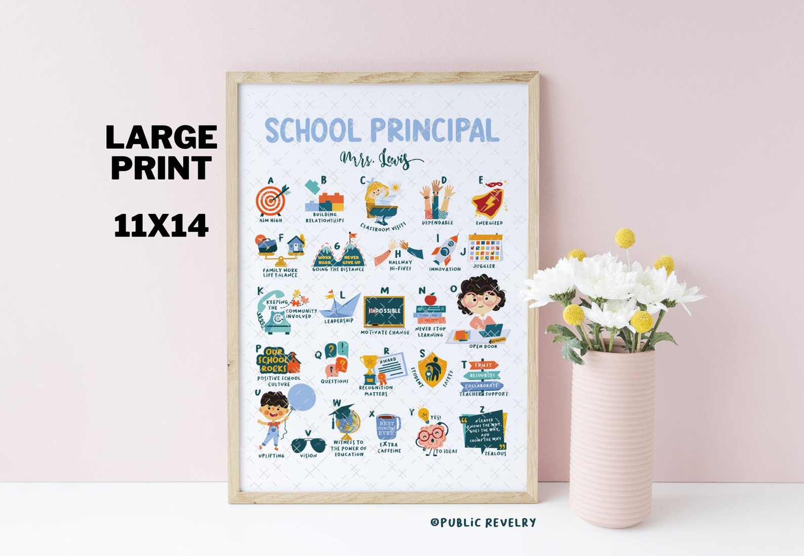 School Principal Alphabet Print, End of Year Gift for Male Principal ...