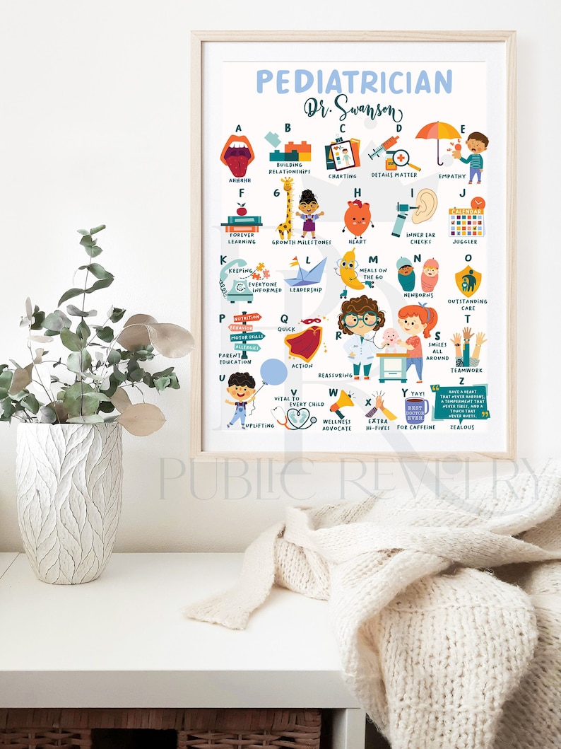 Custom Pediatrician Gift Family Doctor Gift Alphabet Print Pediatric ...