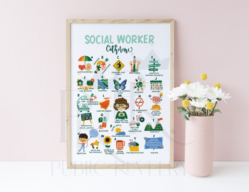 Social Worker Gift Custom Alphabet Print School Social Work - Etsy