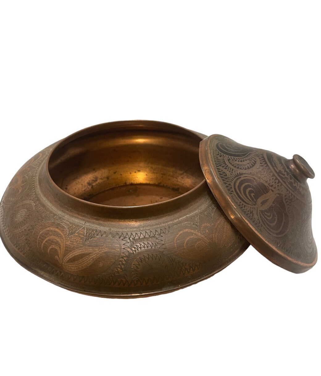 Copper Old Pot Lid Vintage Estate Mini Design Hammered Handmade ...