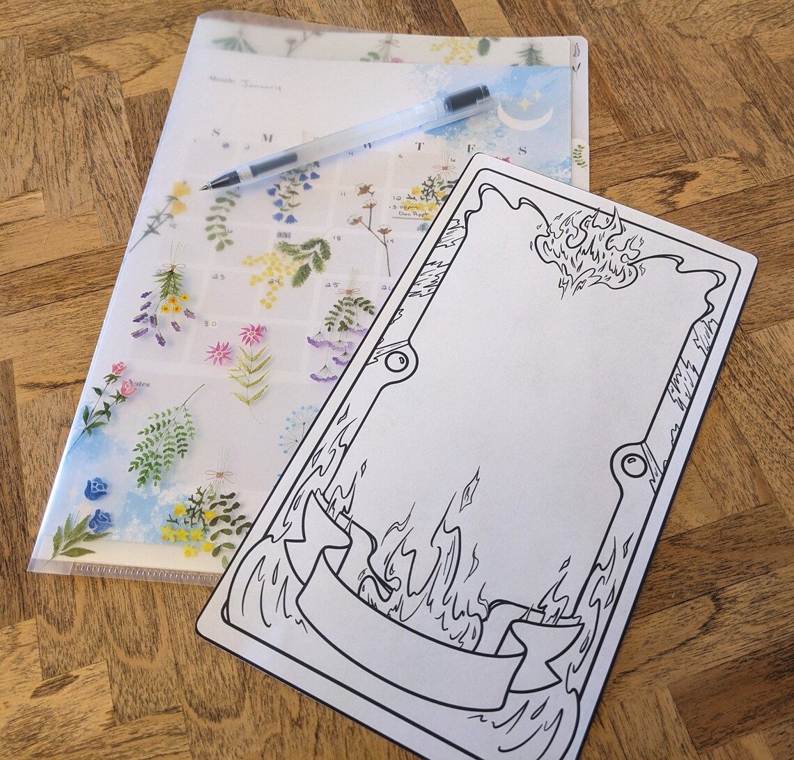 Flame Design | Printable Tarot Card Template | Blank Tarot Card ...