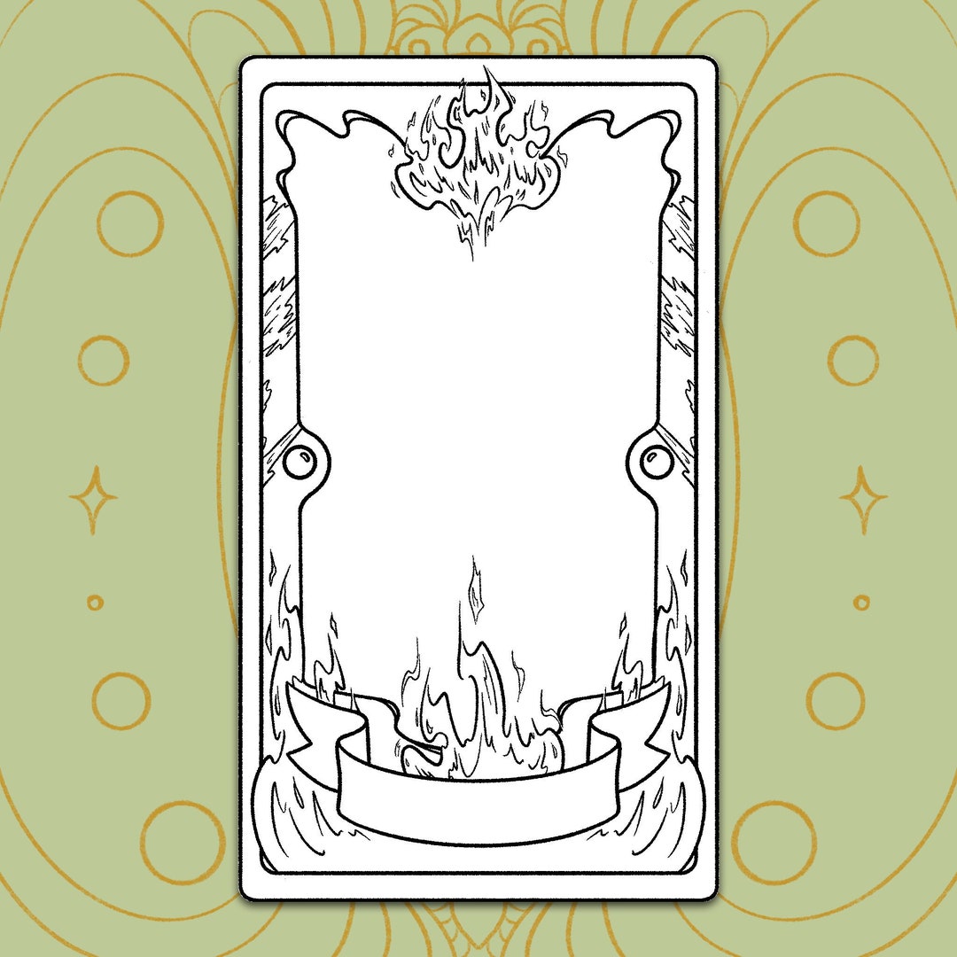 Flame Design | Printable Tarot Card Template | Blank Tarot Card ...