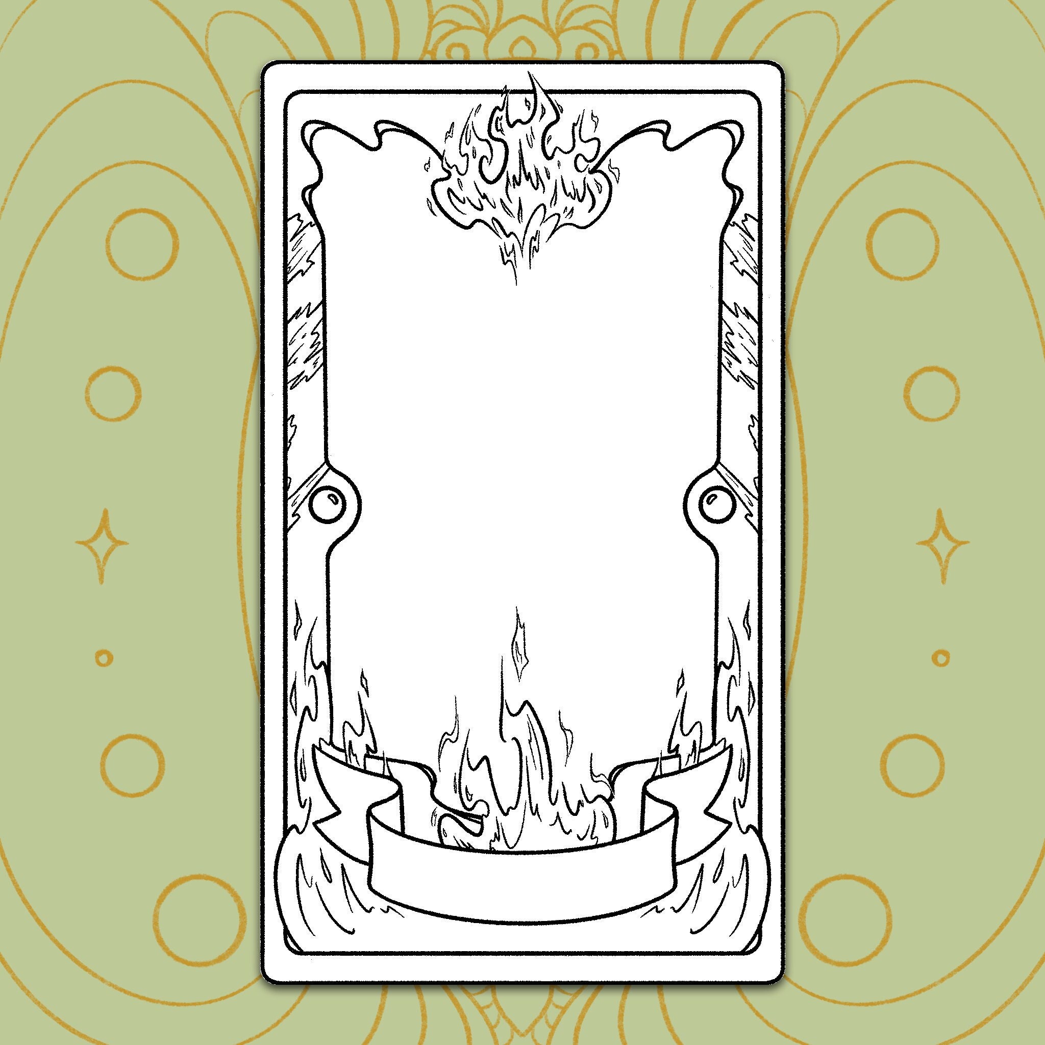 Flame Design | Printable Tarot Card Template | Blank Tarot Card ...