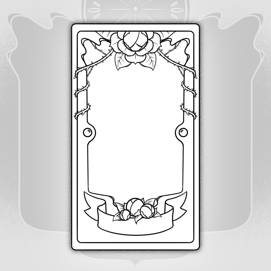 Rose Design| Printable Tarot Card Template | Blank Tarot Card Template ...