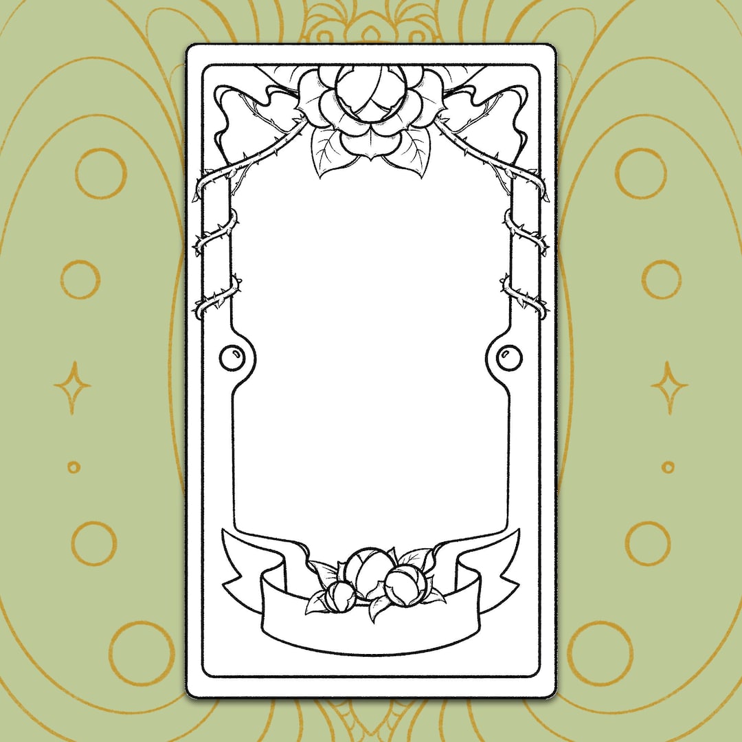 Rose Design| Printable Tarot Card Template | Blank Tarot Card Template ...