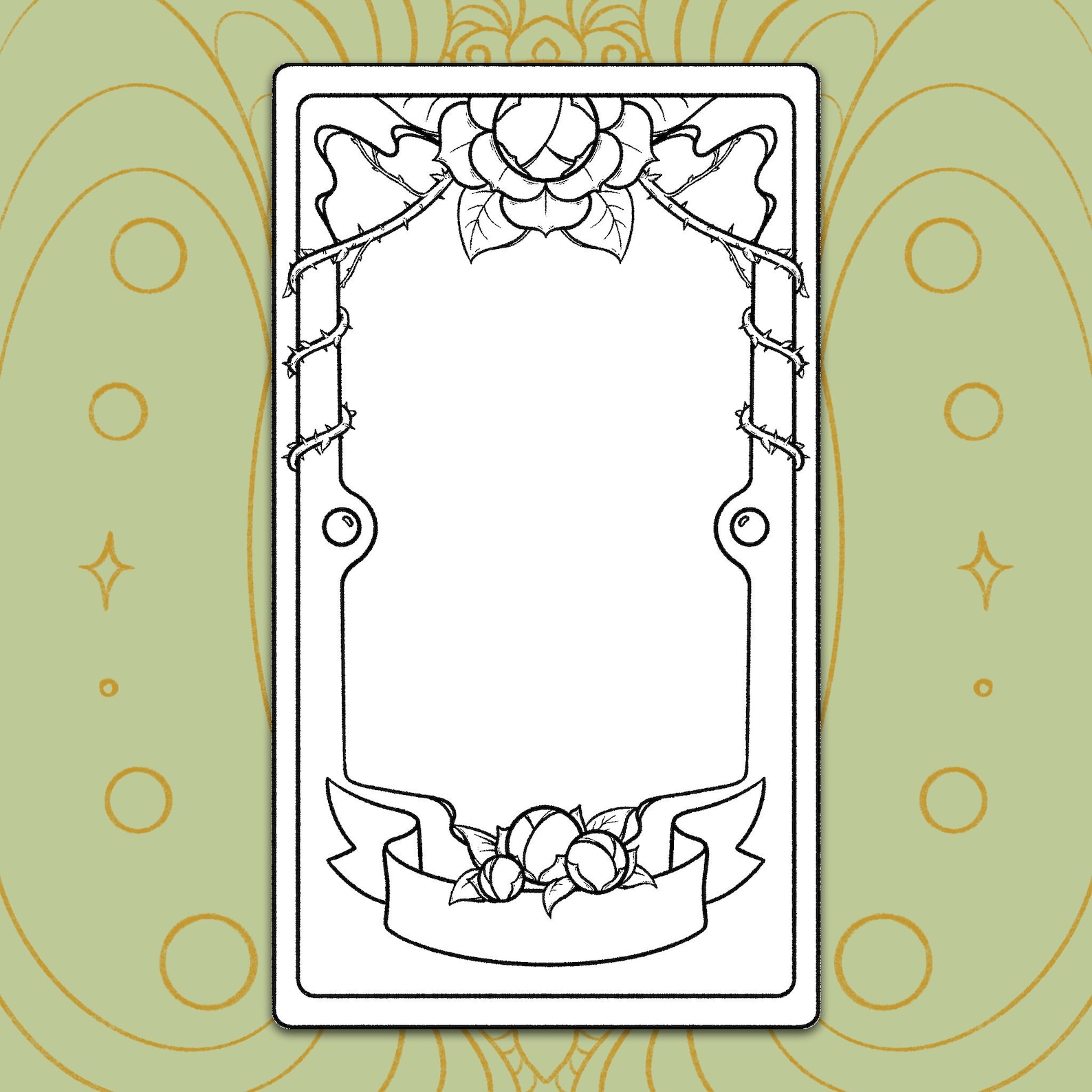 Rose Design| Printable Tarot Card Template | Blank Tarot Card Template ...