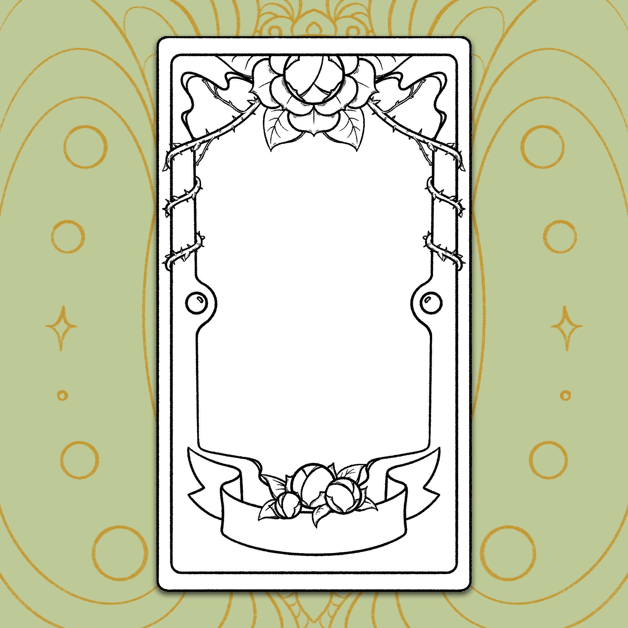 Rose Design| Printable Tarot Card Template | Blank Tarot Card Template ...
