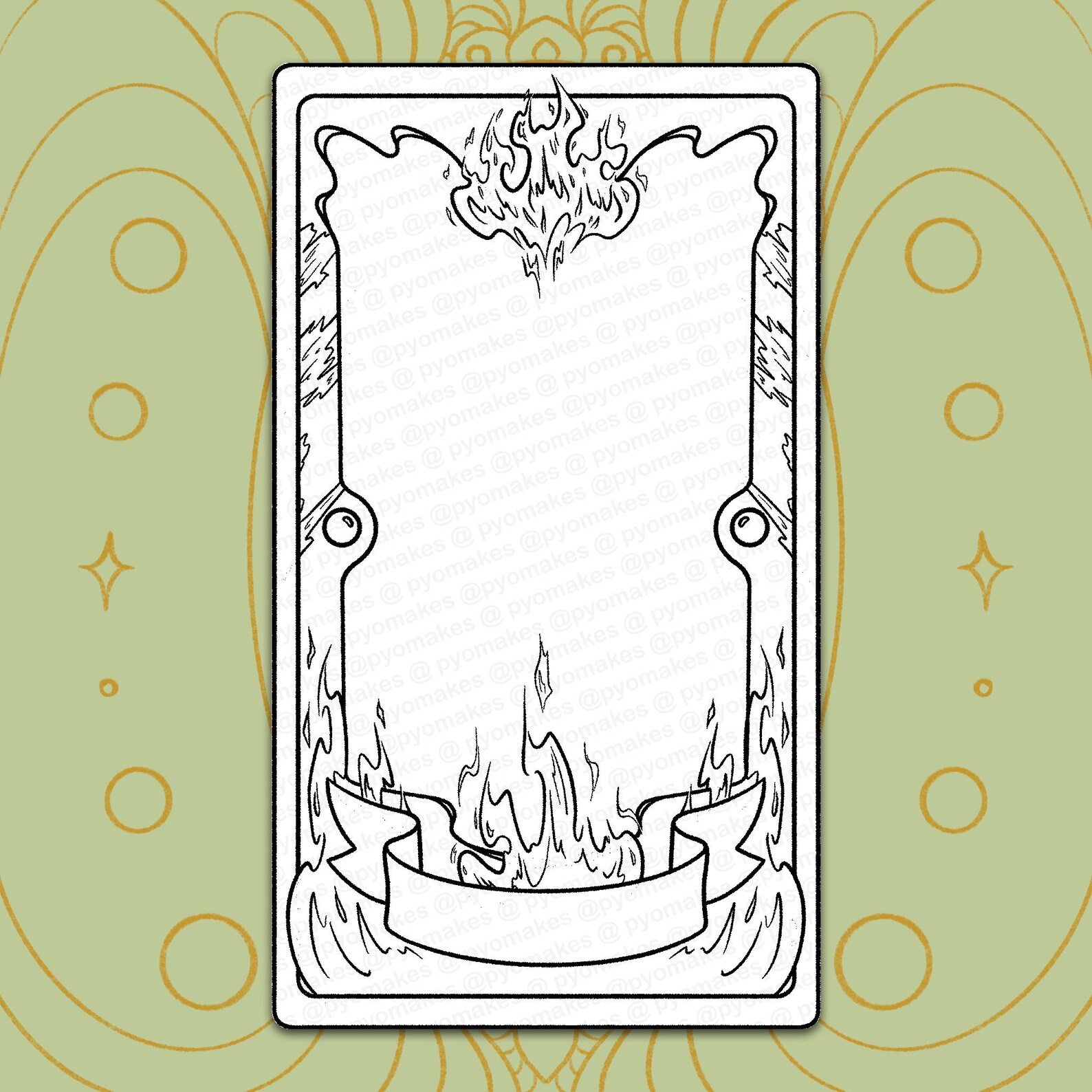 Flame Design Printable Tarot Card Template Blank Tarot Card Template ...