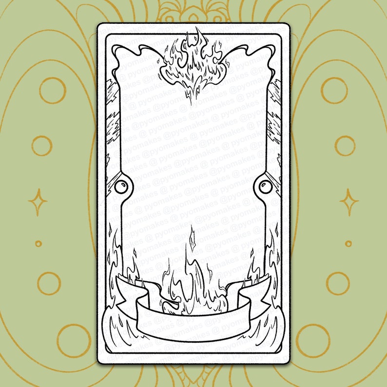Flame Design Printable Tarot Card Template Blank Tarot Card Template ...