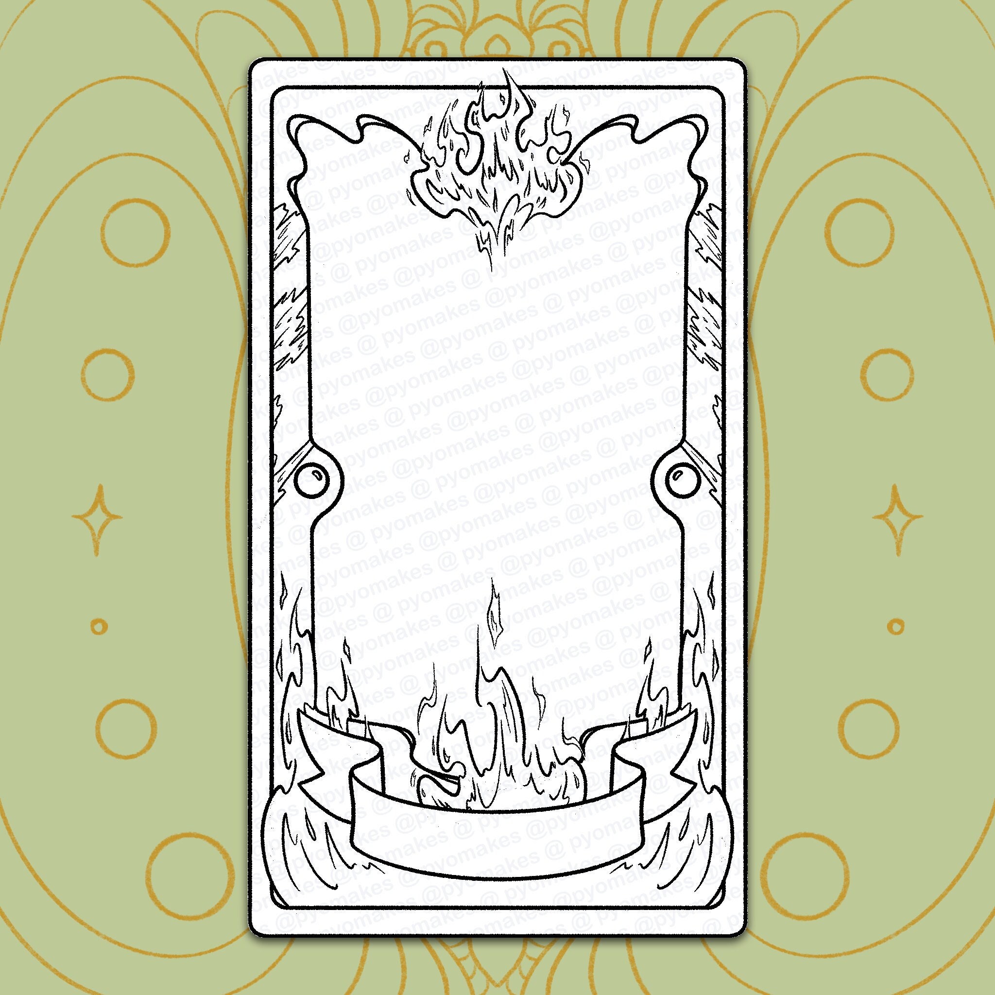 Flame Design Printable Tarot Card Template Blank Tarot Card Template ...