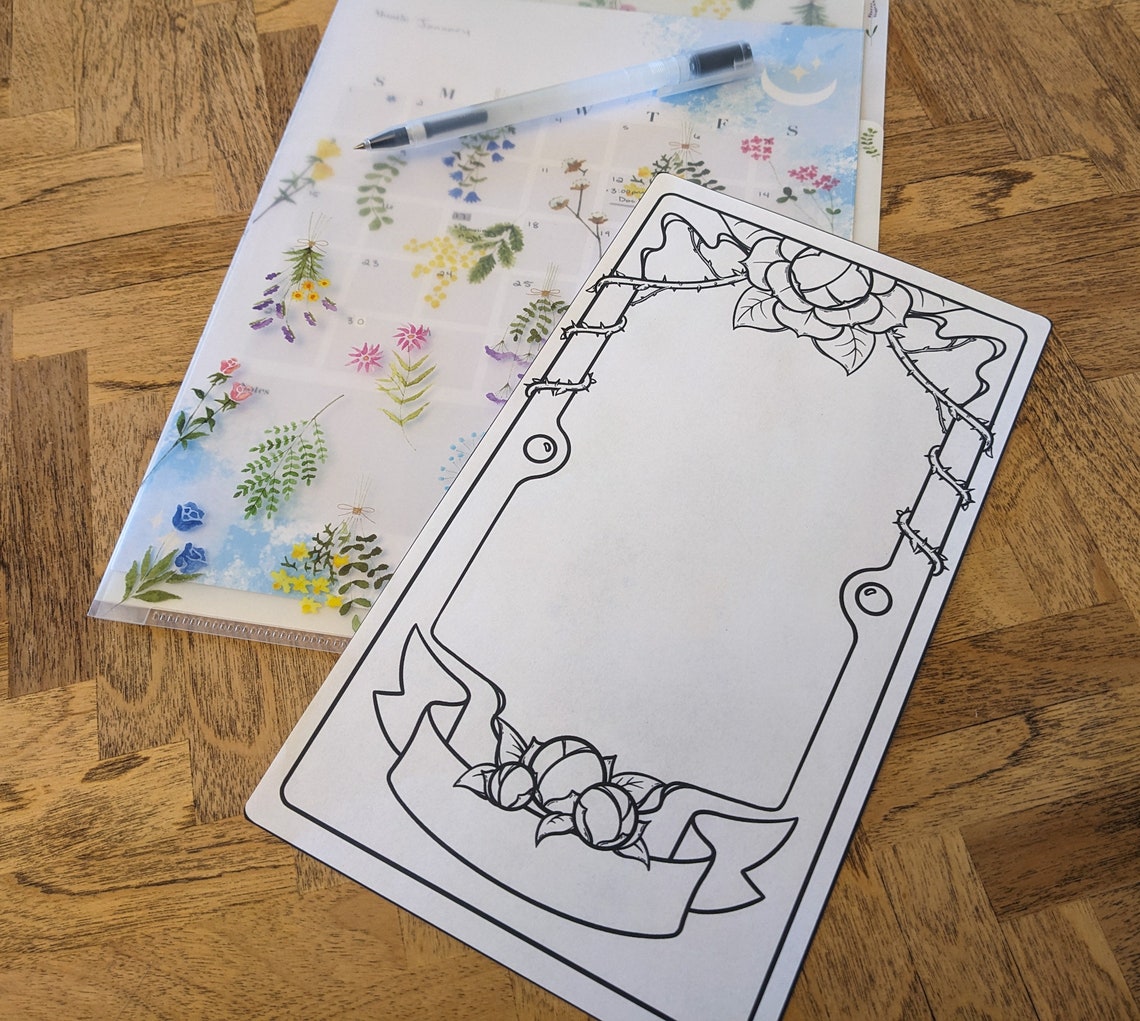 Rose Design| Printable Tarot Card Template | Blank Tarot Card Template ...