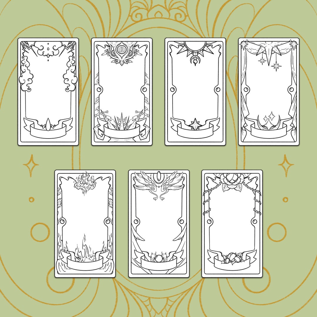 7 Design Collection | | Printable Tarot Card Template | Blank Tarot ...