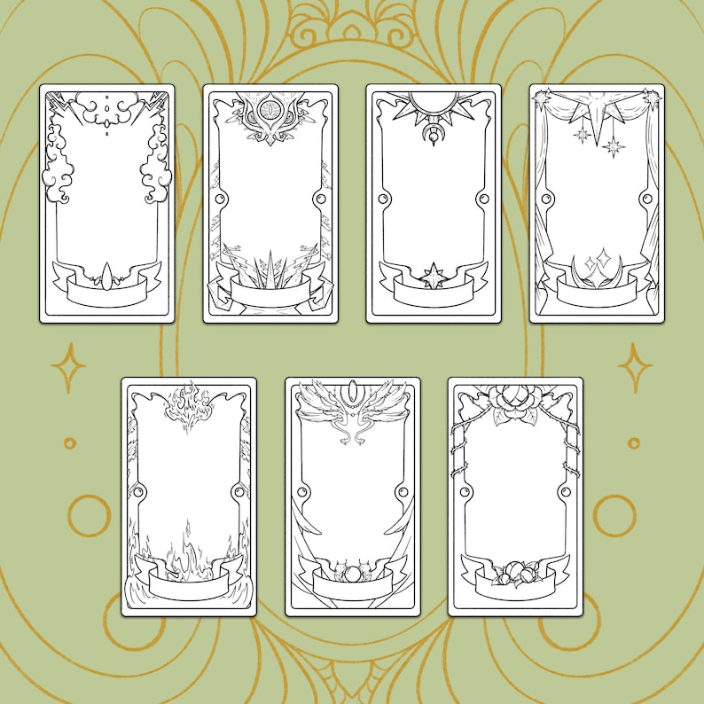 7 Design Collection | | Printable Tarot Card Template | Blank Tarot ...
