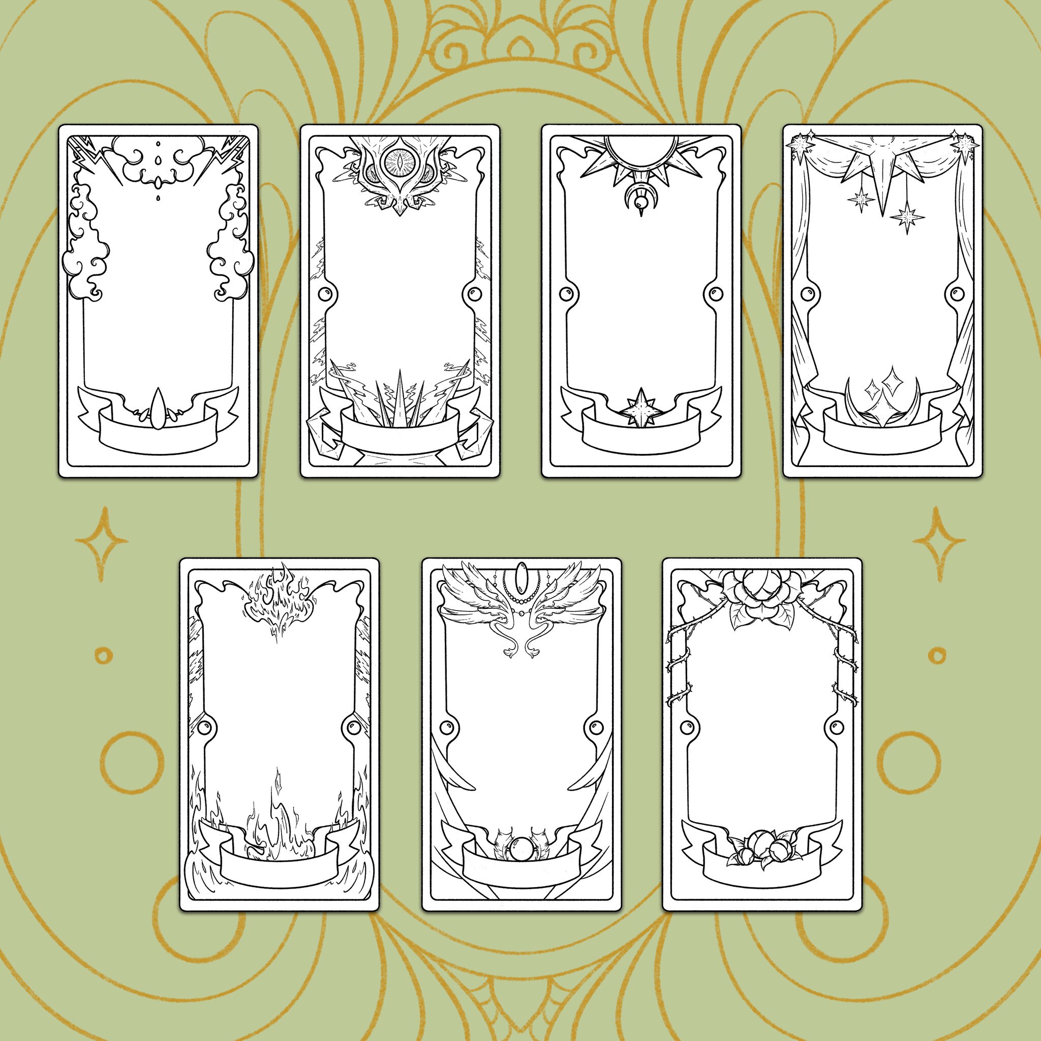 7 Design Collection | | Printable Tarot Card Template | Blank Tarot ...