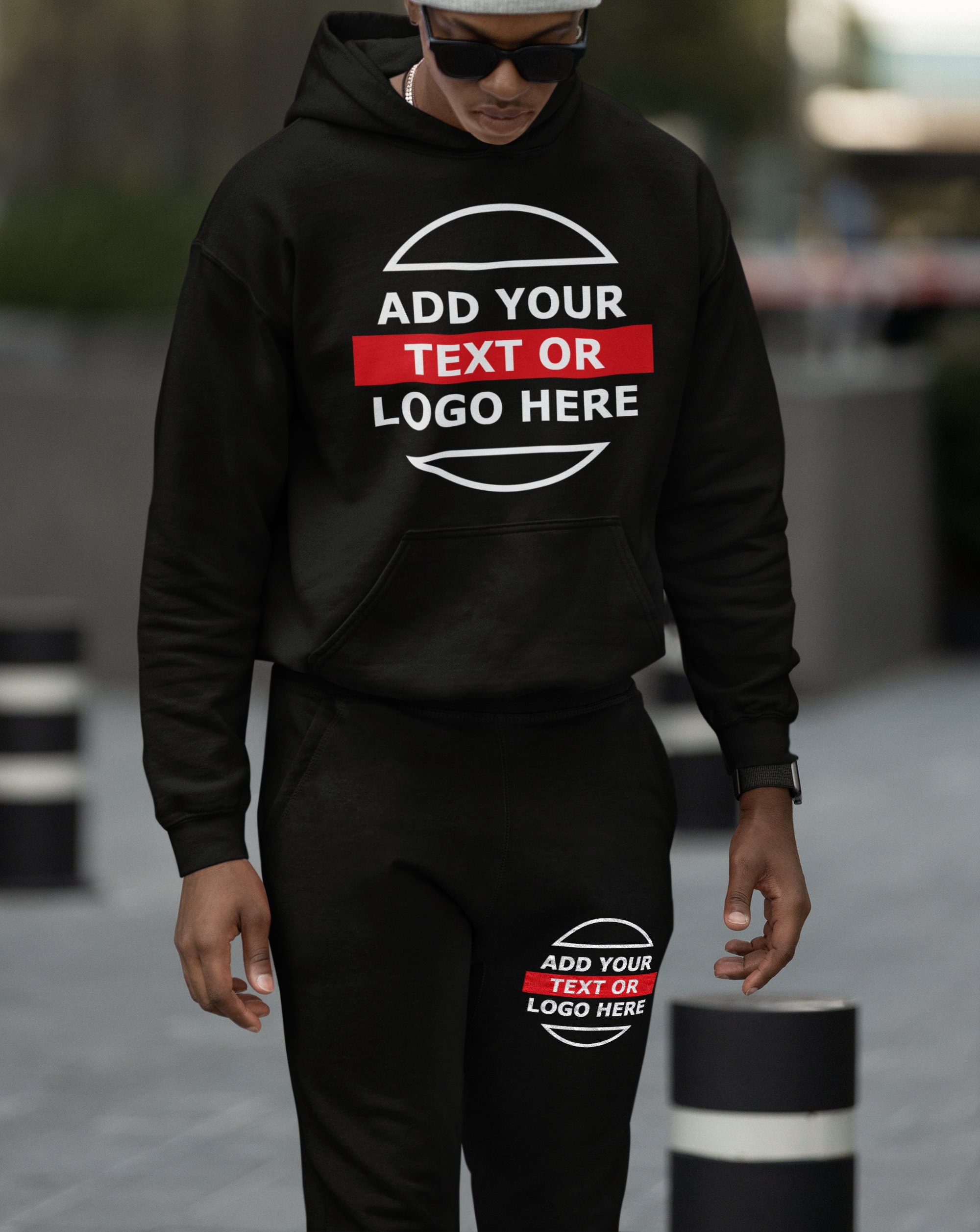 Custom Matching Sweatsuit, Your Logo & Photo on a Hooded Tracksuit ...