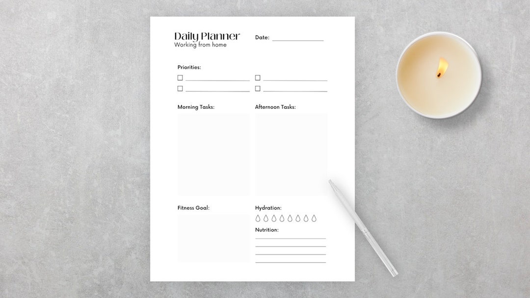 Work From Home Daily Planner, Printable Minimalist Planner, WFH ...